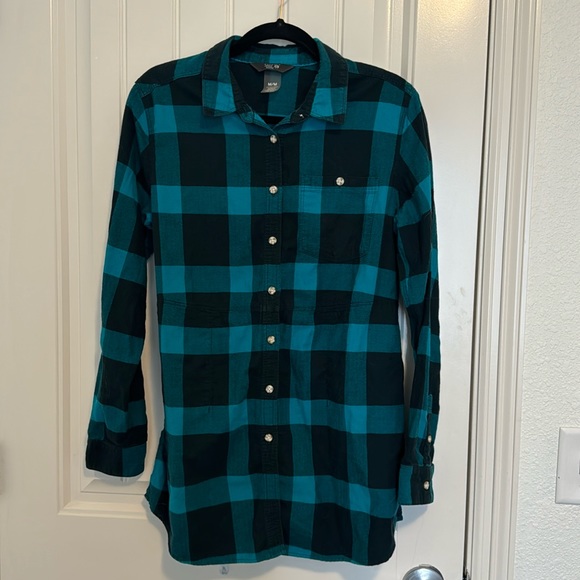 Mountain Hardwear | Tops | Mountain Hardware Teal Buffalo Check Tunic ...